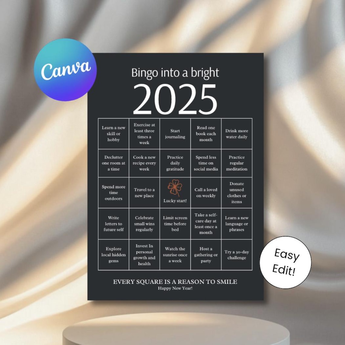 2025 New Years Resolution Bingo Card, New Year Bingo, 2025 Vision Board ...