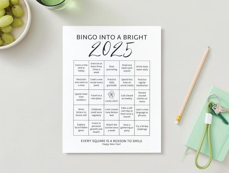 2025 Bingo Card, New Year Bingo, 2025 Vision Board Bingo Card, 2025 ...