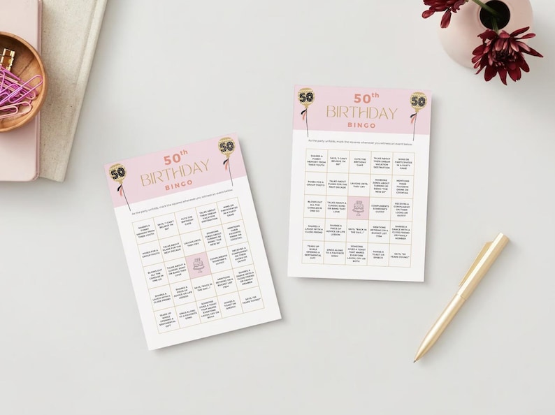 50th Birthday Bingo Cards – Editable Tenplate, Birthday Party Games ...