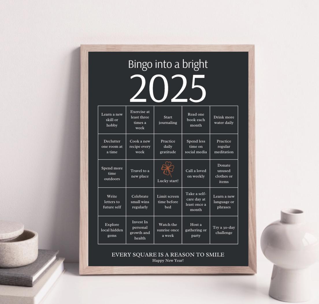 2025 New Years Resolution Bingo Card, New Year Bingo, 2025 Vision Board ...