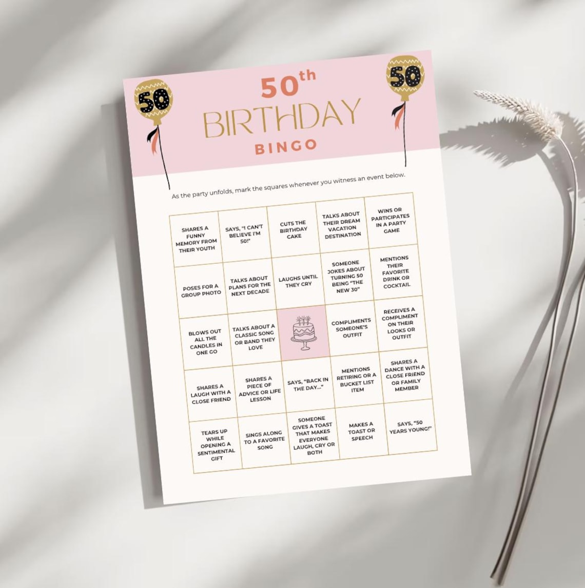 50th Birthday Bingo Cards – Editable Tenplate, Birthday Party Games ...