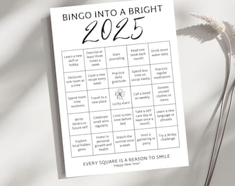 2025 New Years Resolution Bingo Card, New Year Bingo, 2025 Vision Board ...