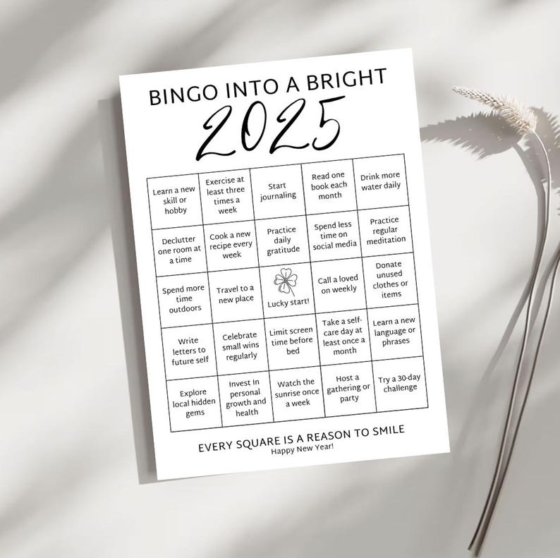 2025 Bingo Card, New Year Bingo, 2025 Vision Board Bingo Card, 2025 ...