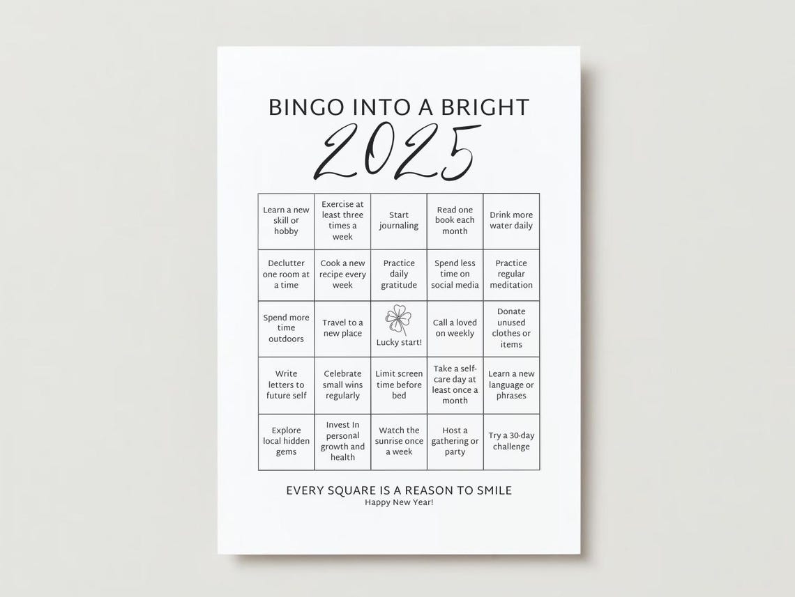 2025 Bingo Card, New Year Bingo, 2025 Vision Board Bingo Card, 2025 ...