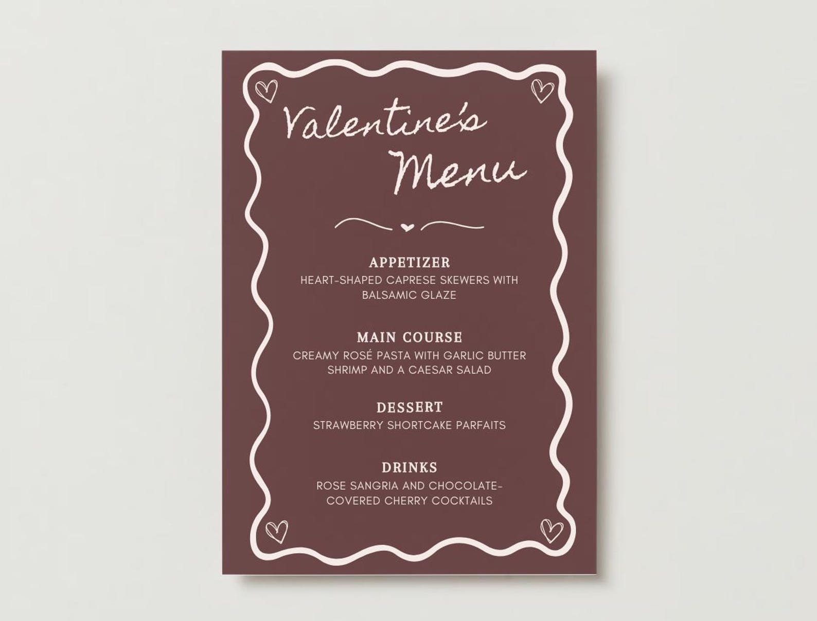 GALENTINES DAY MENU, Valentines Day Menu, Pink and Red Menu, Vintage ...