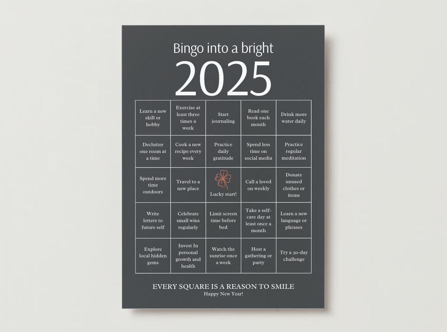 2025 New Years Resolution Bingo Card, New Year Bingo, 2025 Vision Board ...