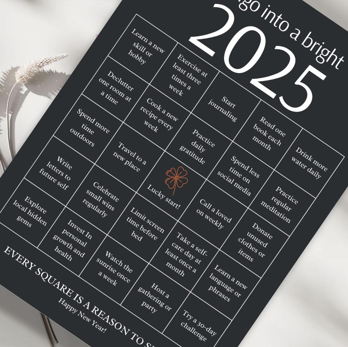 2025 New Years Resolution Bingo Card, New Year Bingo, 2025 Vision Board ...
