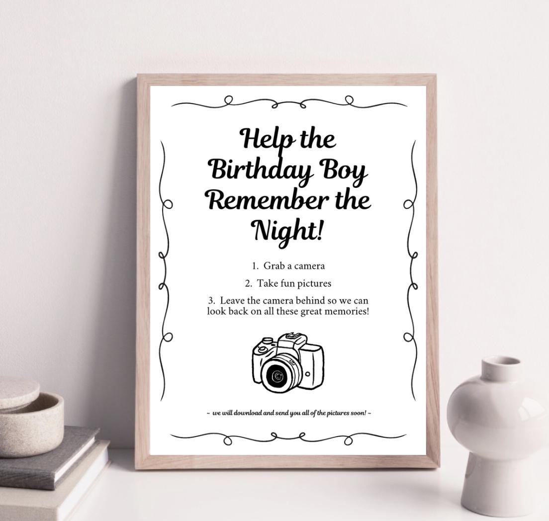 Birthday Photo Guest Book Sign Template, Disposable Camera Sign ...