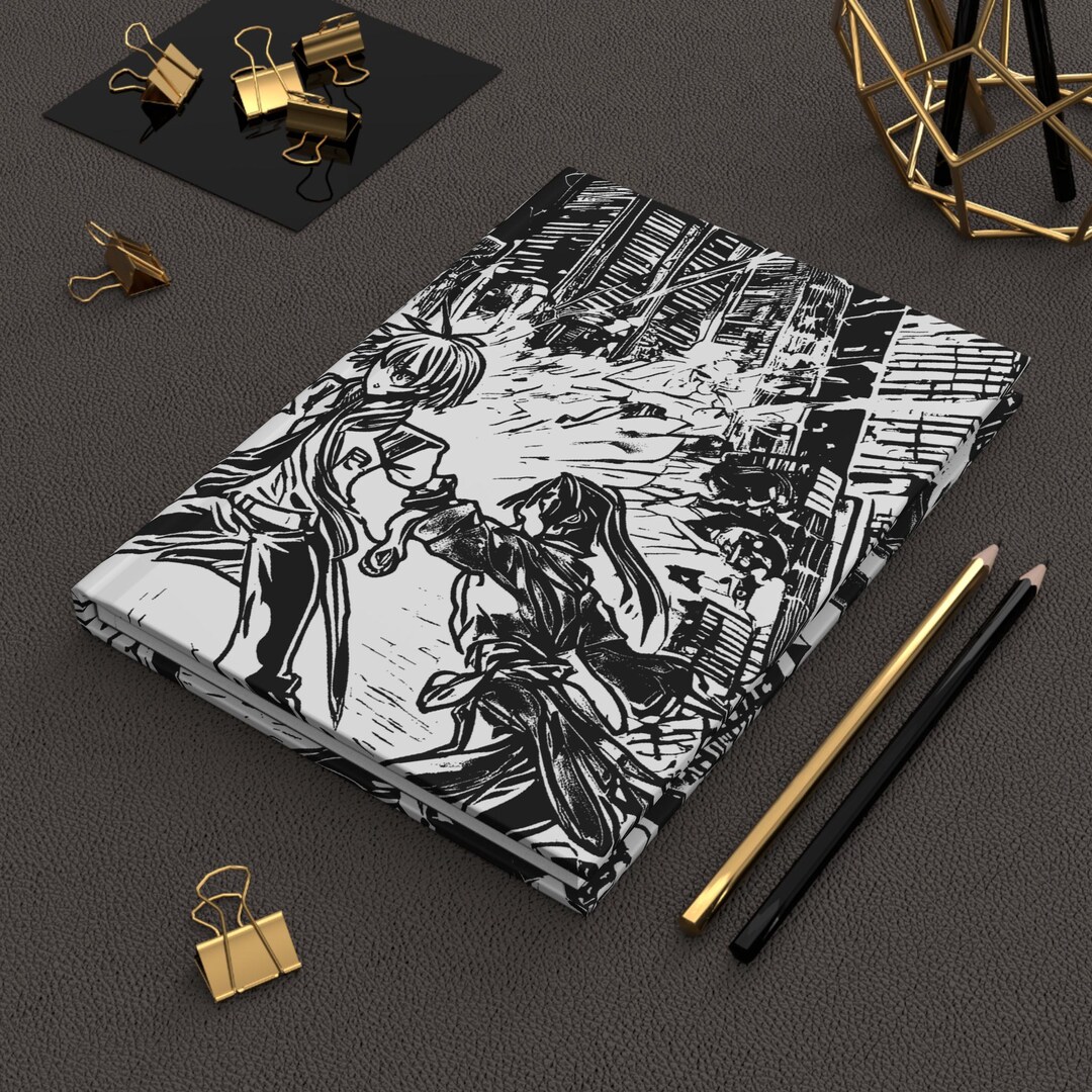 Anime Character Themed Hardcover Journal, Black and White Fight 150 ...