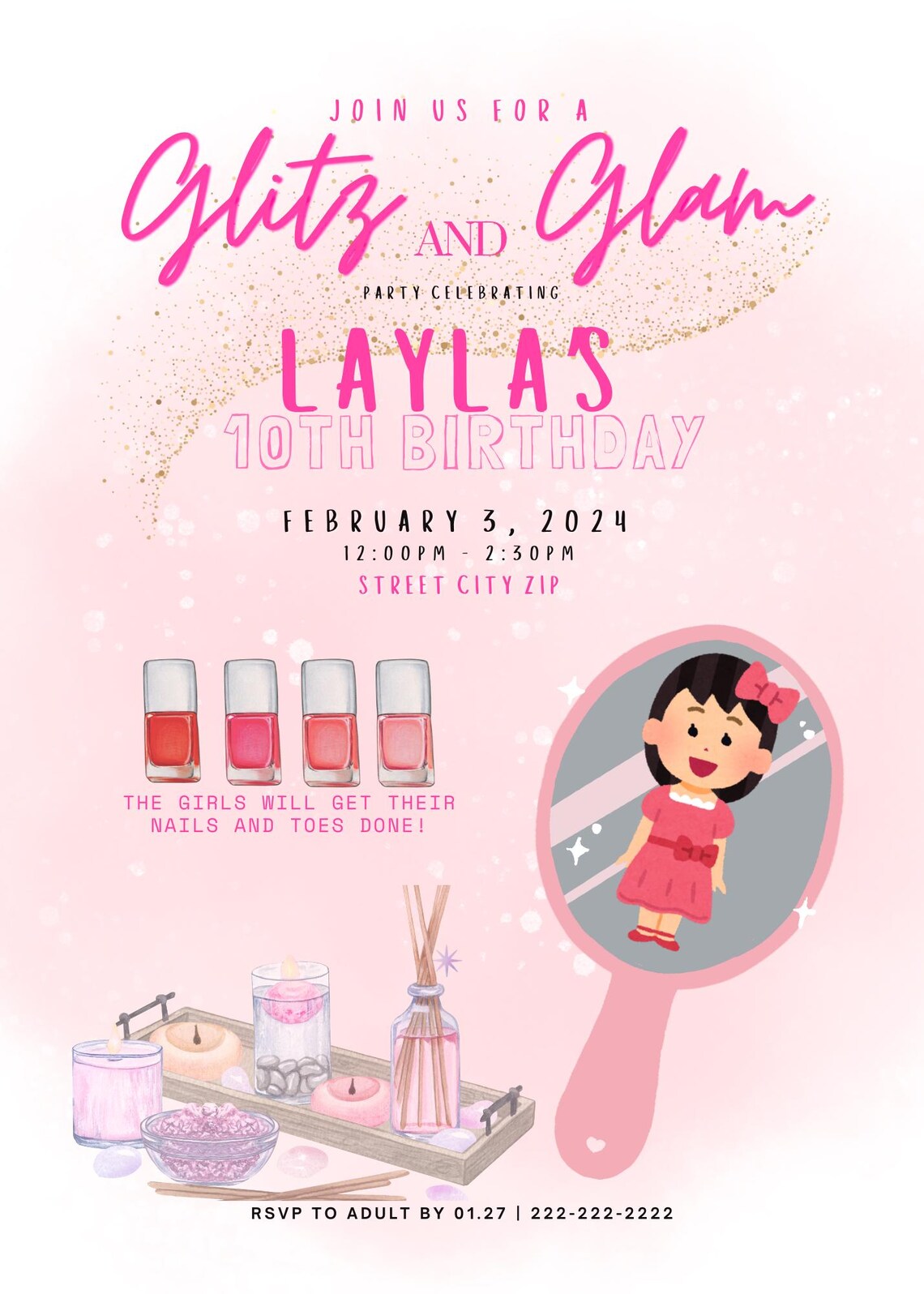 Customizable Glitz and Glam Birthday Party Invite - Etsy