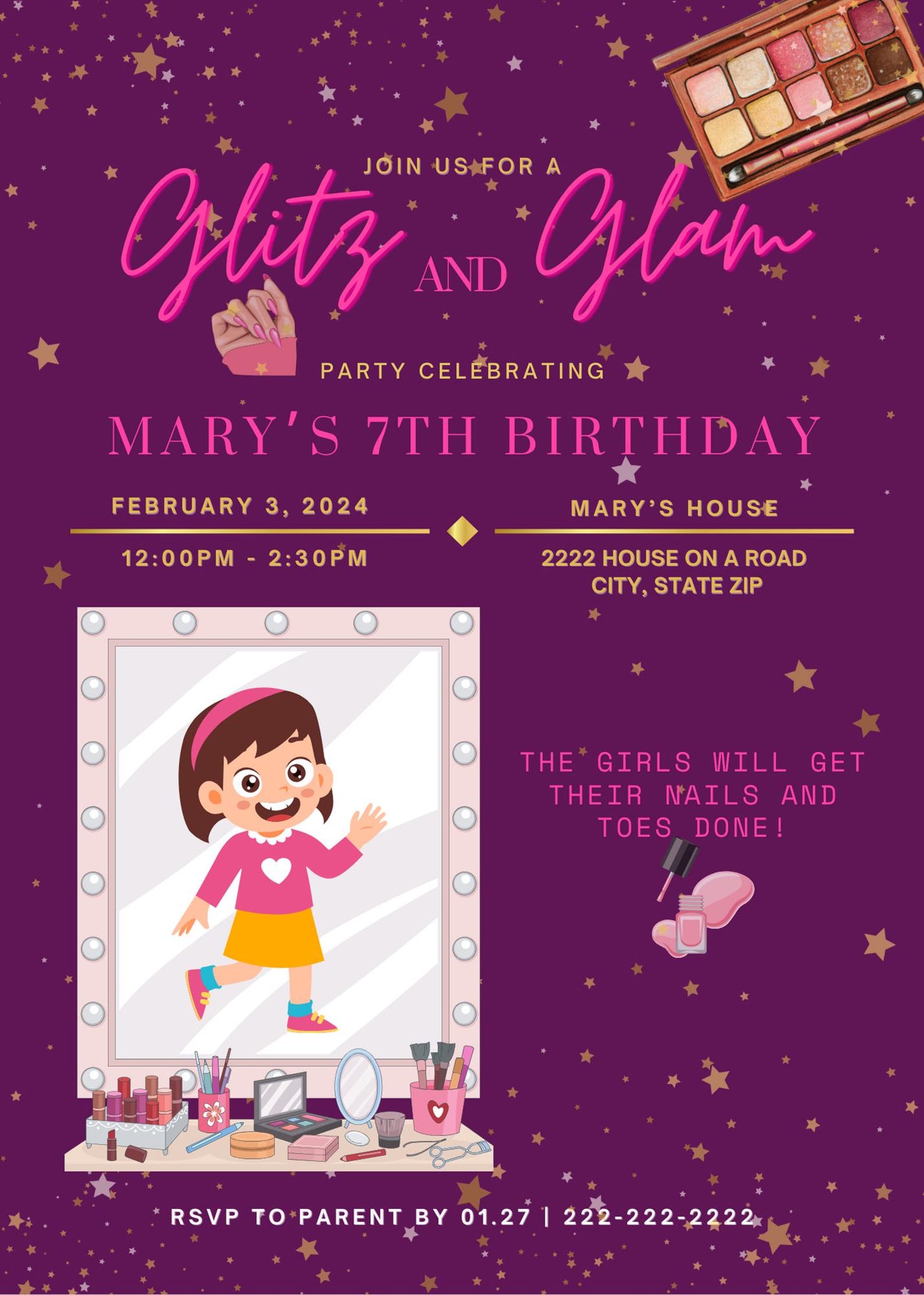 Customizable Glitz and Glam Birthday Party Invite - Etsy