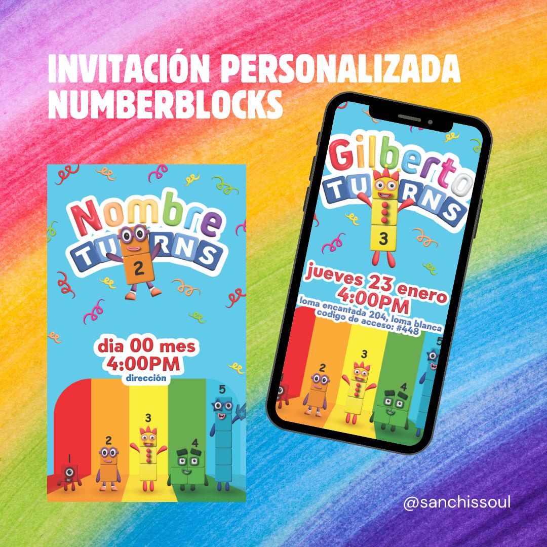 Invitacion Numberblocks Personalizada - Etsy México