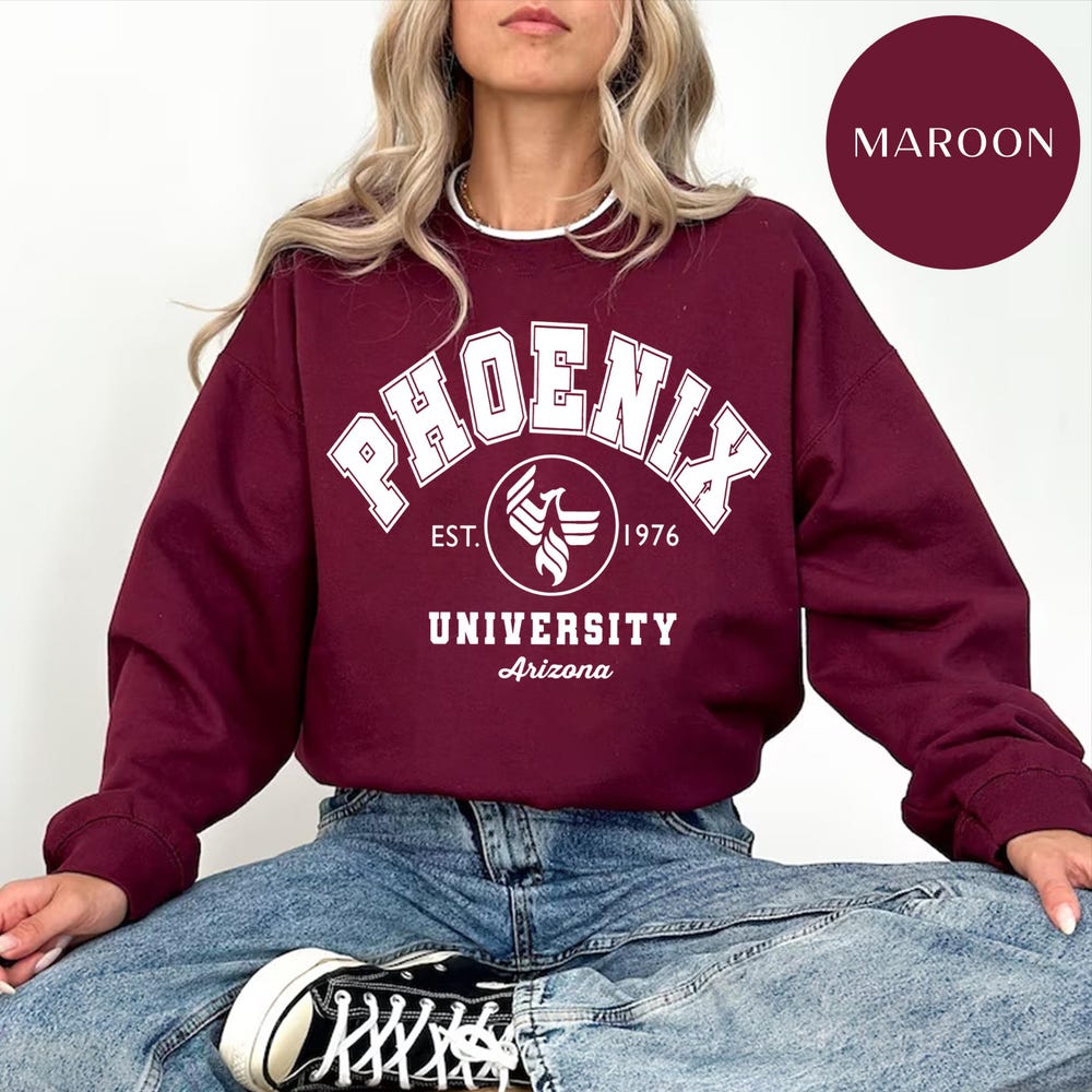 Phoenix University Sweatshirt Phoenix College Hoodie Crew Neck Sweater ...
