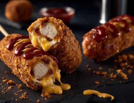 Cheese-stuffed Chicken Corn Dog Recipe: Crispy, Gooey (instant Digital ...
