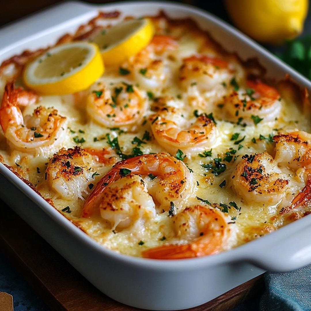 EASY RECIPE for Shrimp Scampi Casserole : Cheesy Garlic Butter (PDF Download) - Etsy