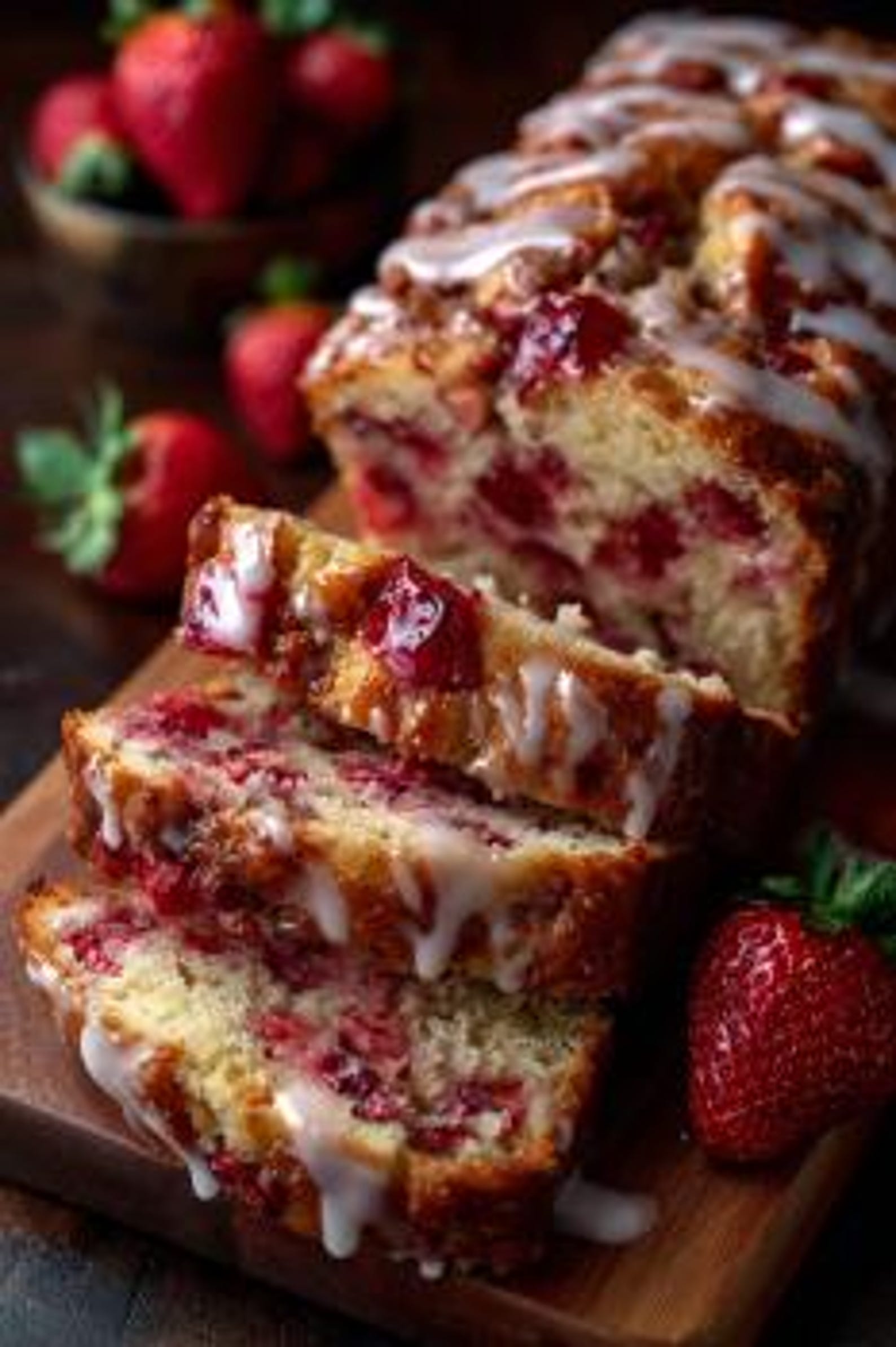 Strawberry Glazed Loaf Cake Recipe: Moist Fruit Bread (PDF Downloadable ...