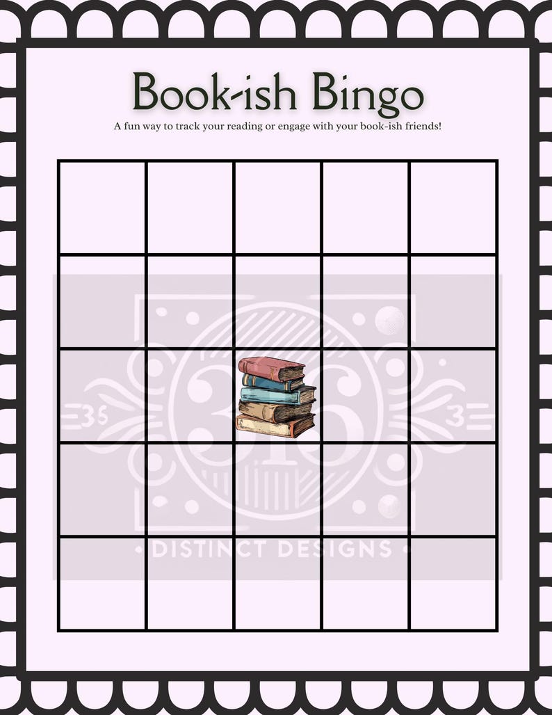 Bookish Bingo Card Set -PDF Digital Download - 3 Prefilled & 3 Blank ...