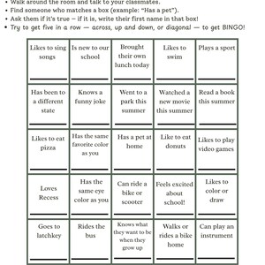 Back to School Bingo-digital-editable PDF - Etsy