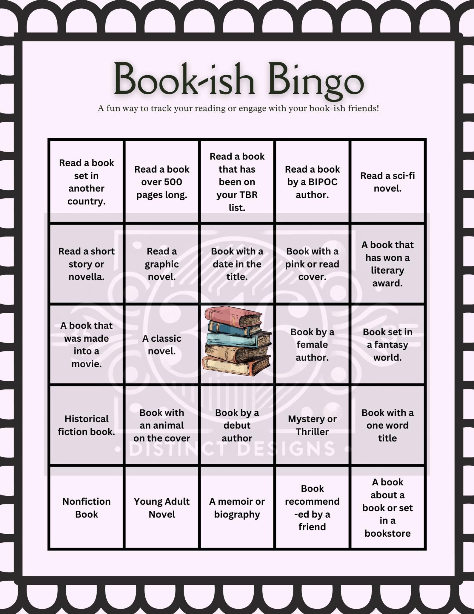 Bookish Bingo Card Set -PDF Digital Download - 3 Prefilled & 3 Blank ...