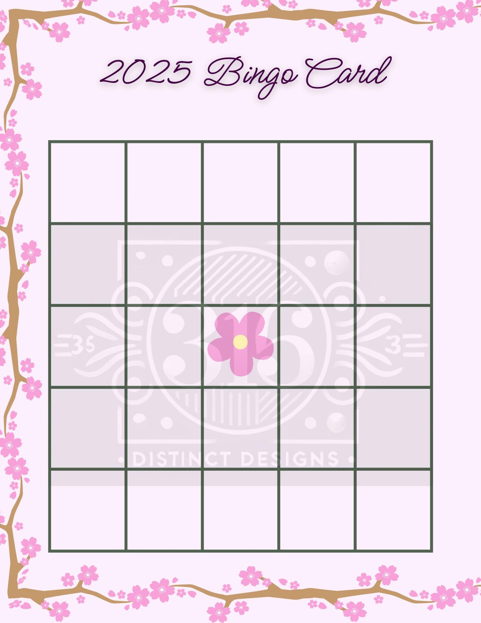 Pretty in Pink 2025 Bingo Card Bundle-5 Unique Cards-pdf Digital ...