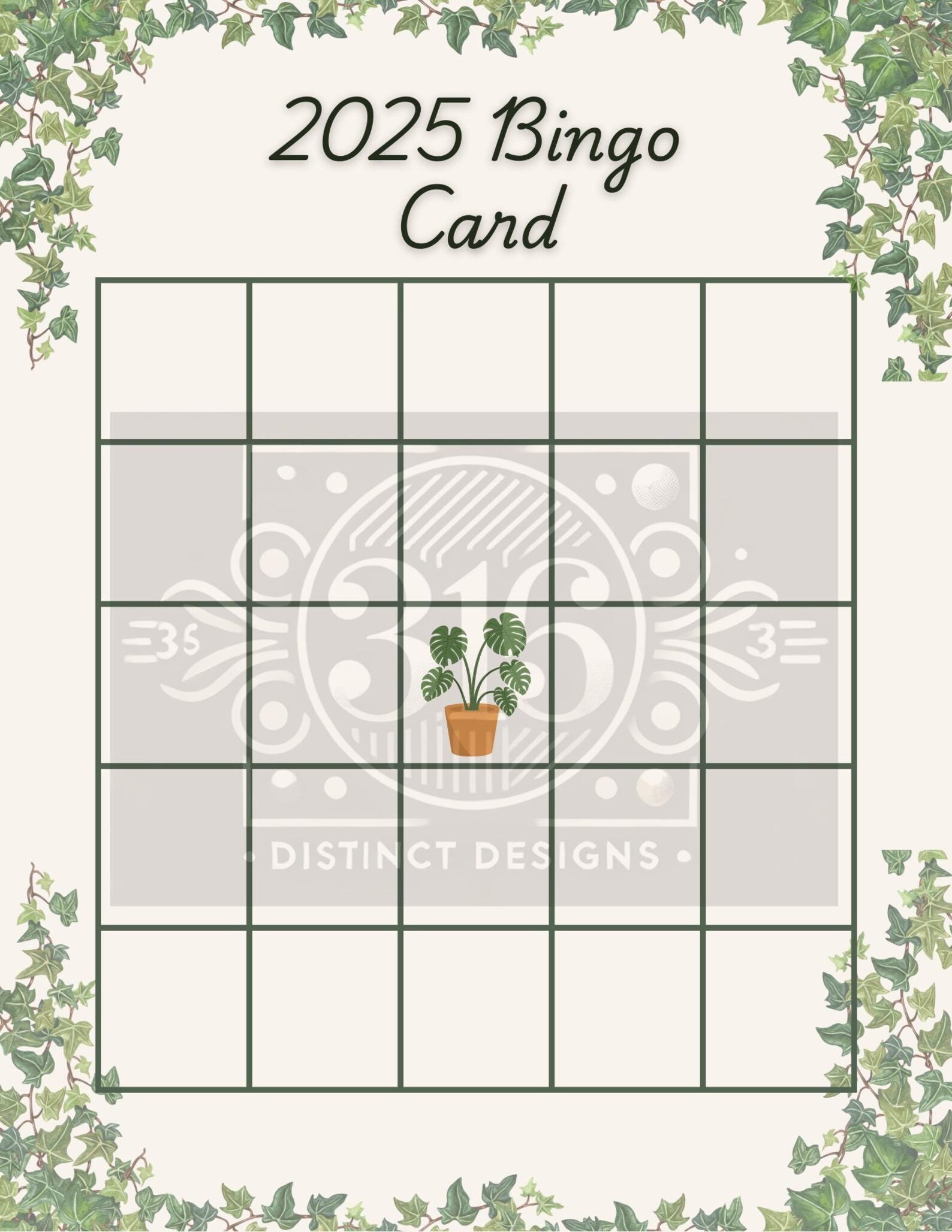 Customizable 2025 Bingo Card - Plant Theme - Etsy