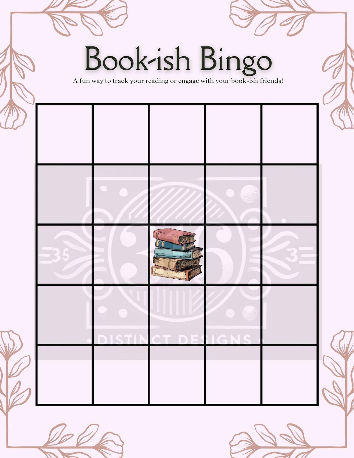 Bookish Bingo Card Set -PDF Digital Download - 3 Prefilled & 3 Blank ...