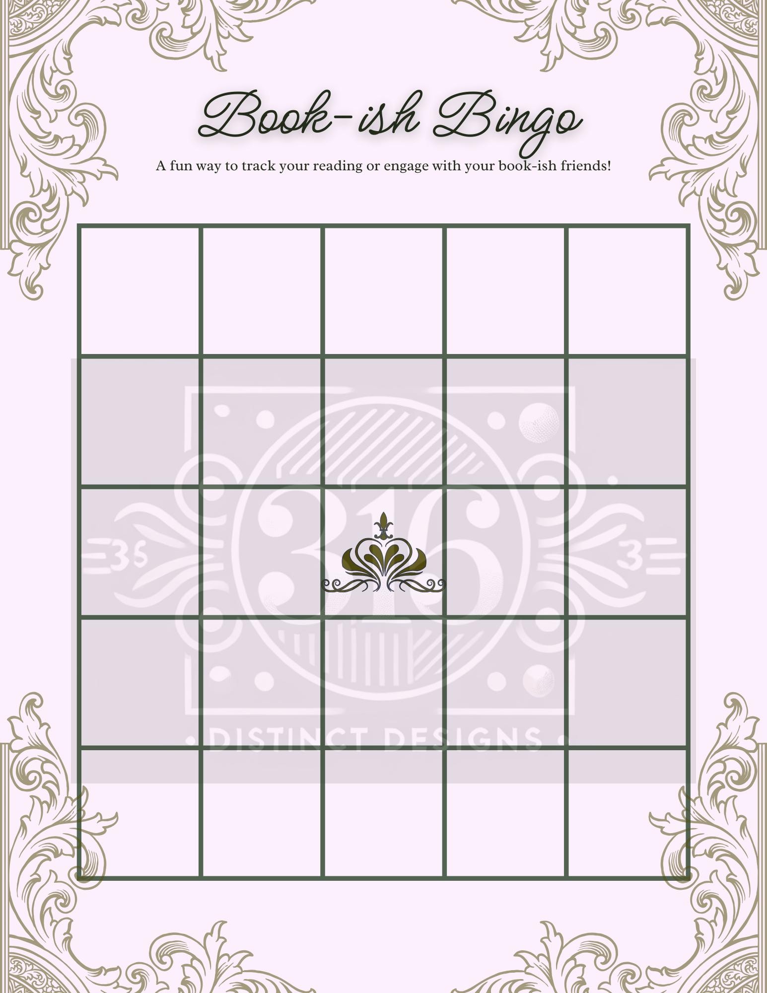 Bookish Bingo Card Set -PDF Digital Download - 3 Prefilled & 3 Blank ...