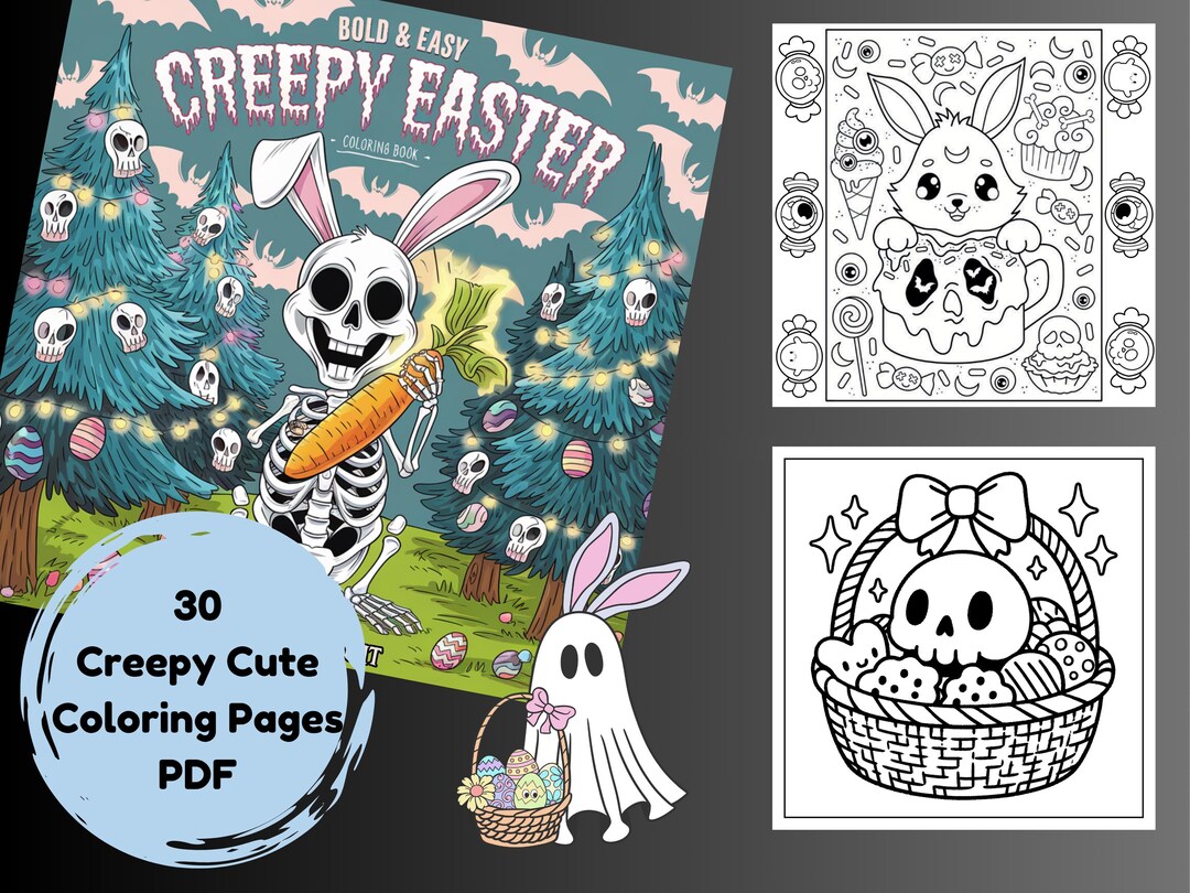 Bold & Easy Creepy Easter Coloring Book - Spooky Cute Horror Pages for ...