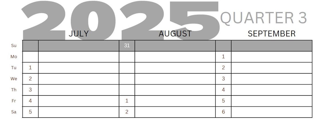 Simple 2025 Planner - Four Quarters - Printable PDF - Etsy
