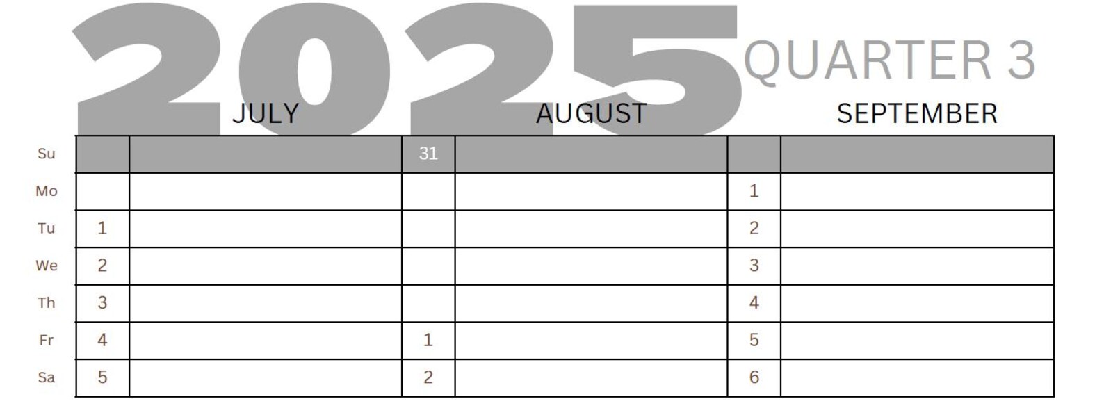 Simple 2025 Planner - Four Quarters - Printable PDF - Etsy