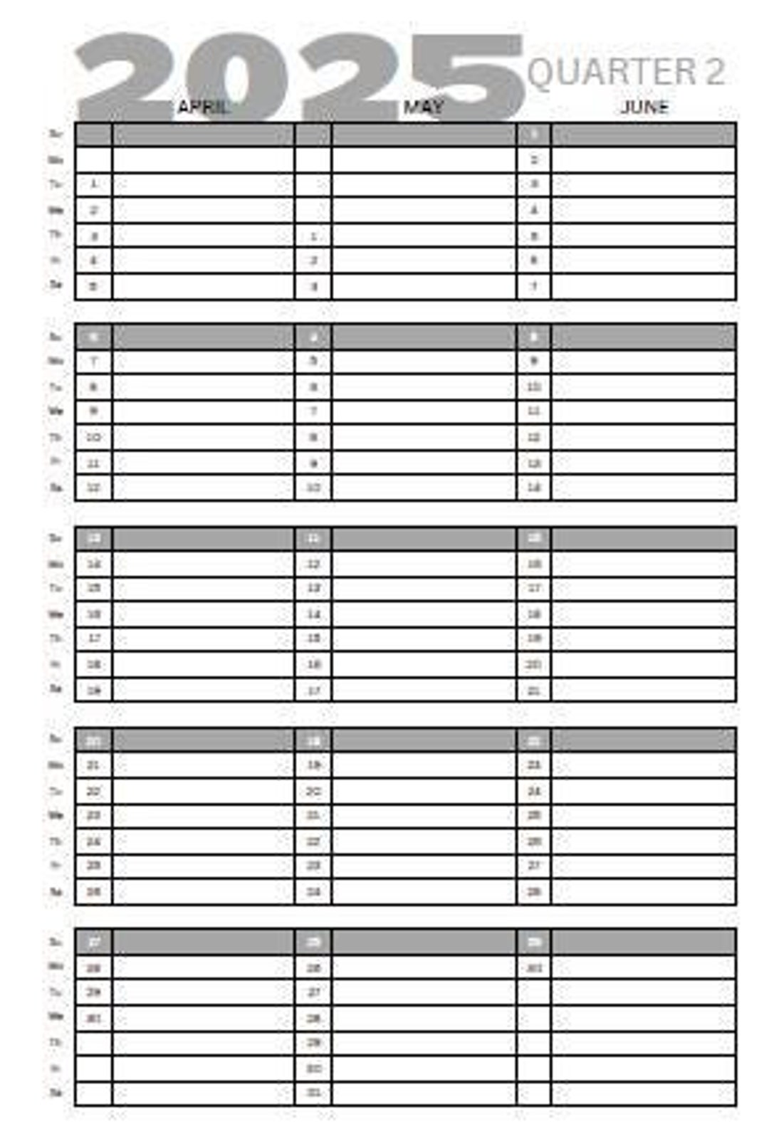 Simple 2025 Planner - Four Quarters - Printable PDF - Etsy