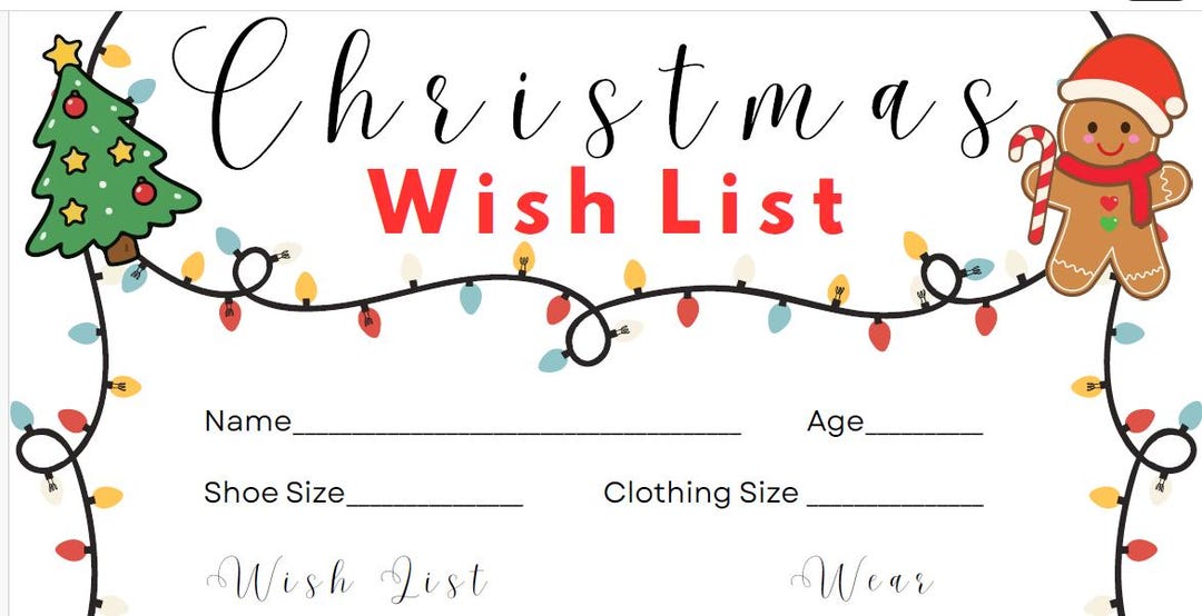Kids Holiday Wishlist Template - Etsy