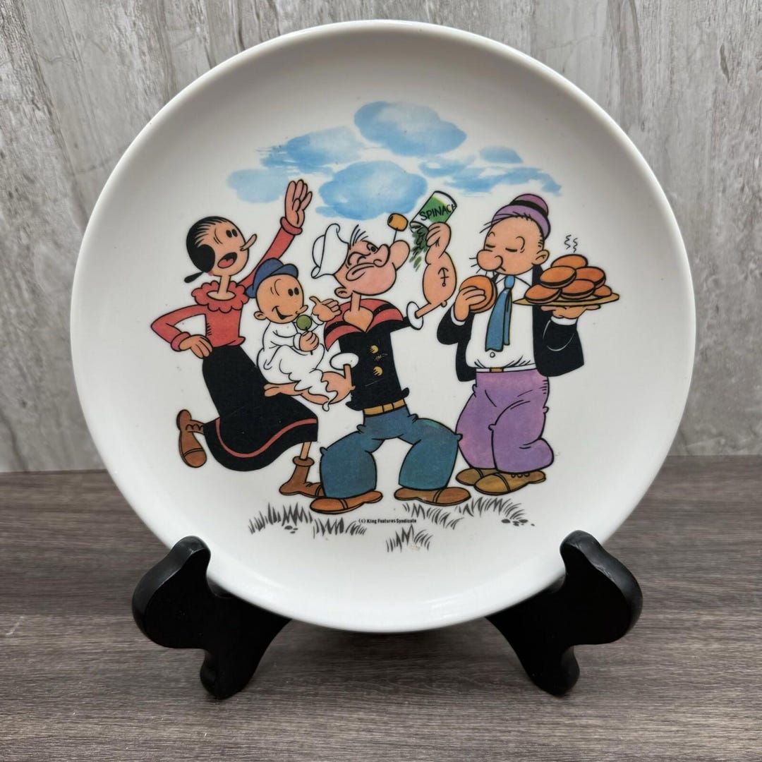 Vintage Popeye Melmac Plate – Olive Oyl, Sweet Pea & Wimpy, 7.75 ...