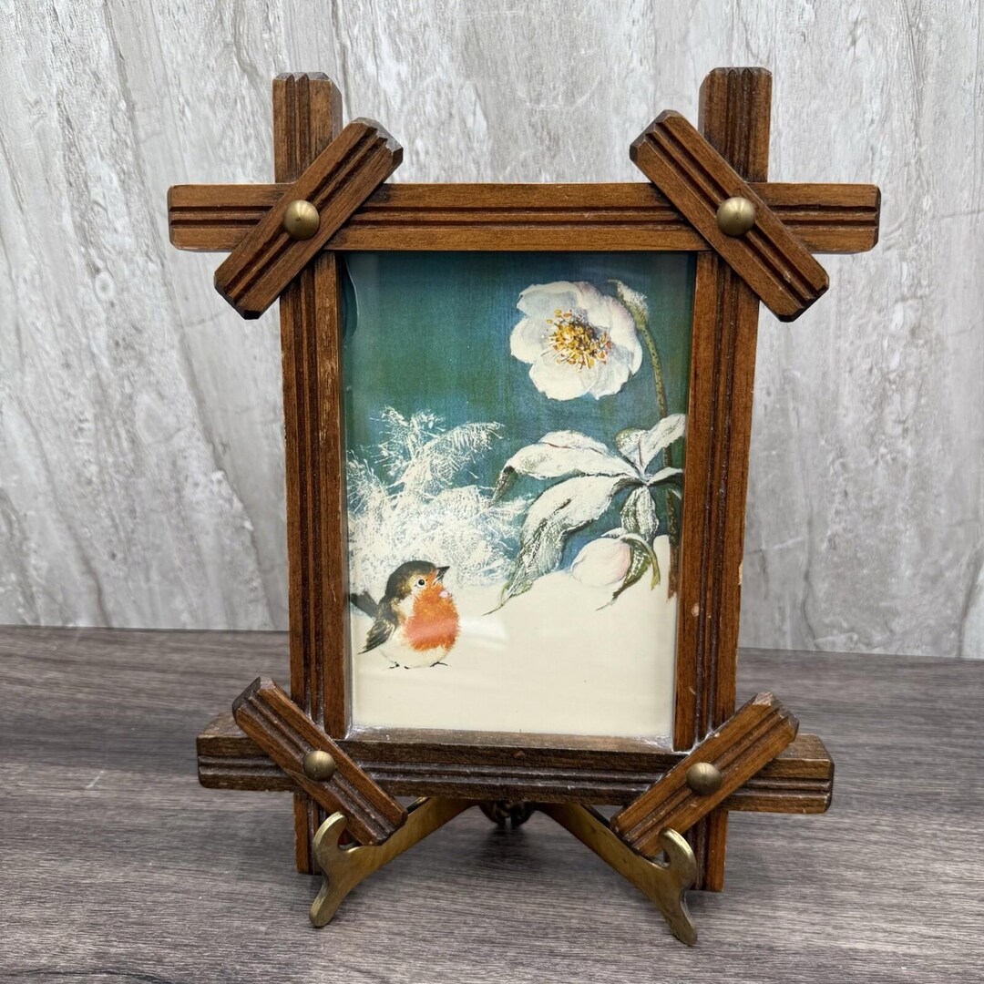 Vintage Bird Print in Adirondack Frame – Cottagecore, Rustic Wall Art ...