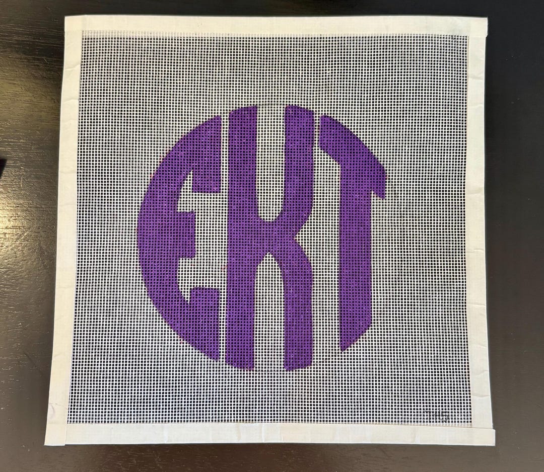 Hand Painted Needlepoint Monogram, 18 Mesh Canvas, Personalize, Grand ...