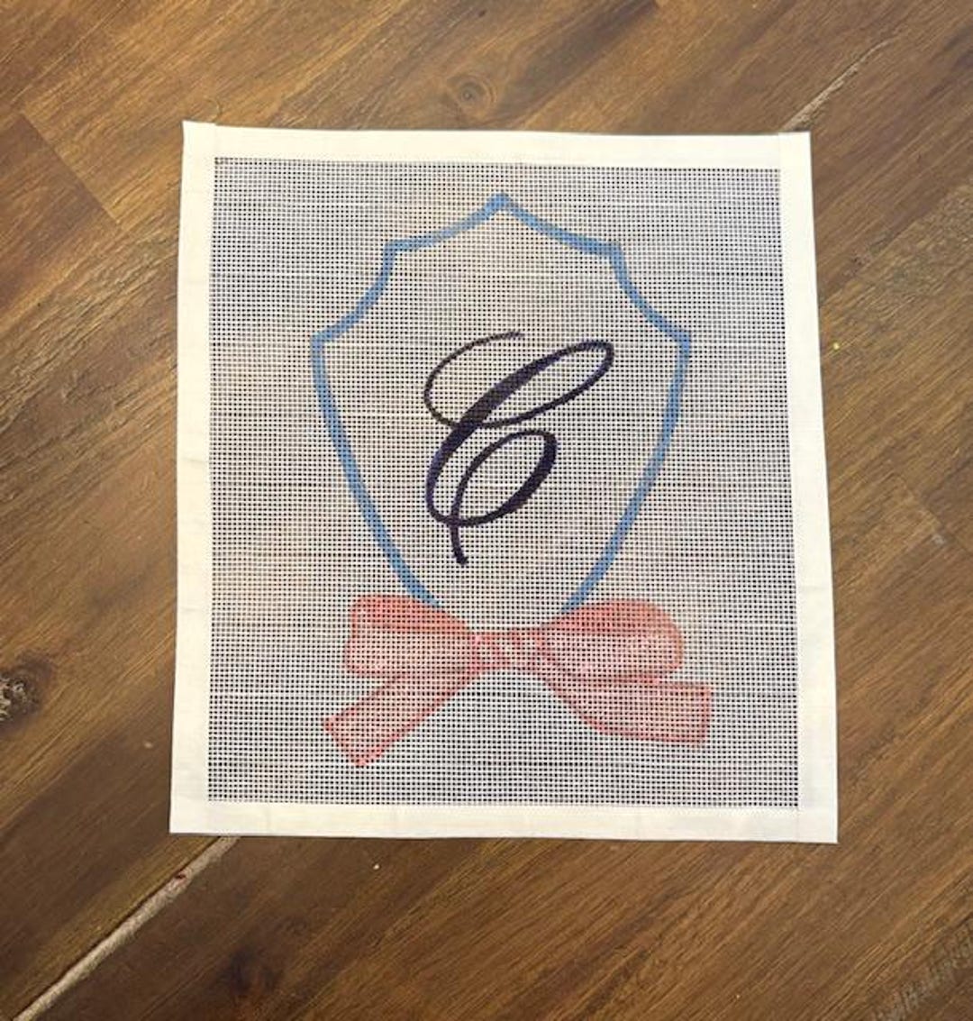 Needlepoint Handpainted Canvas Alphabet, Coquette Bow, Personalized ...