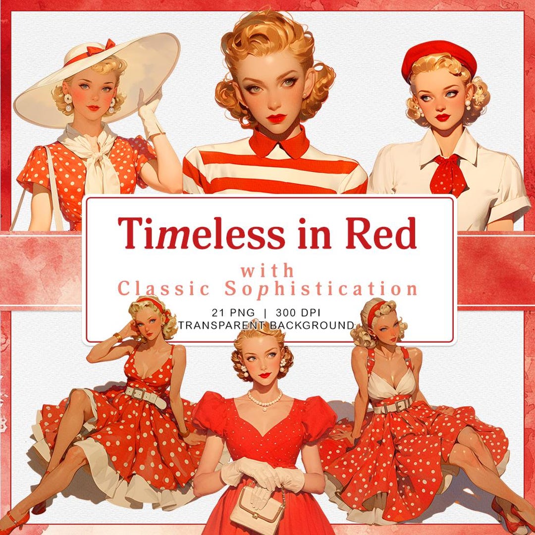 21 PNG Vintage Red Clipart | Timeless Retro Elegance | Classic ...