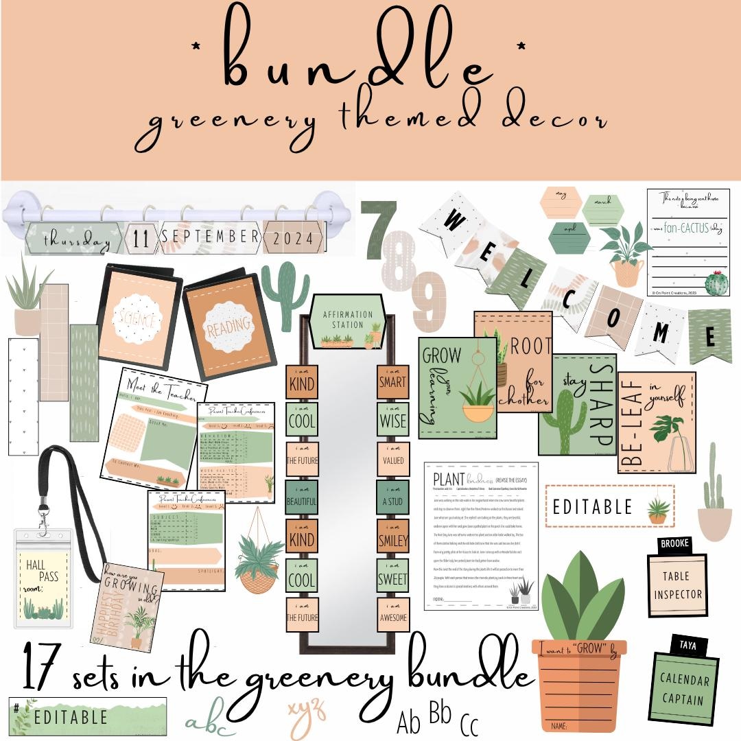 Greenery Classroom Decor Bundle - Etsy