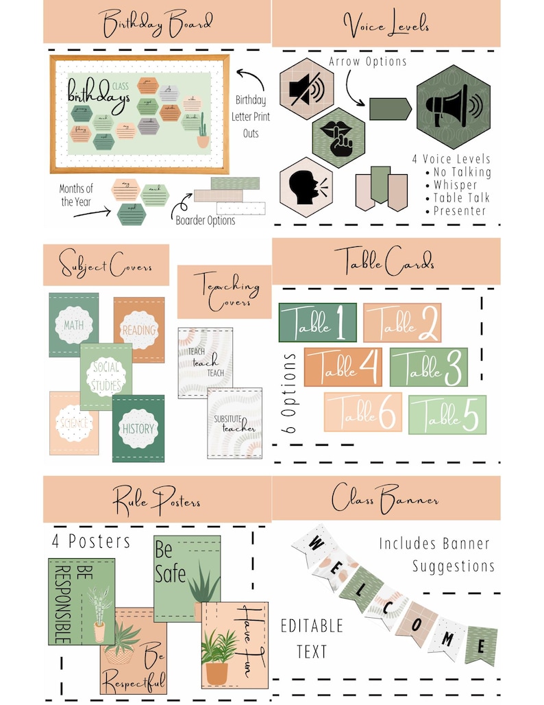 Greenery Classroom Decor Bundle - Etsy