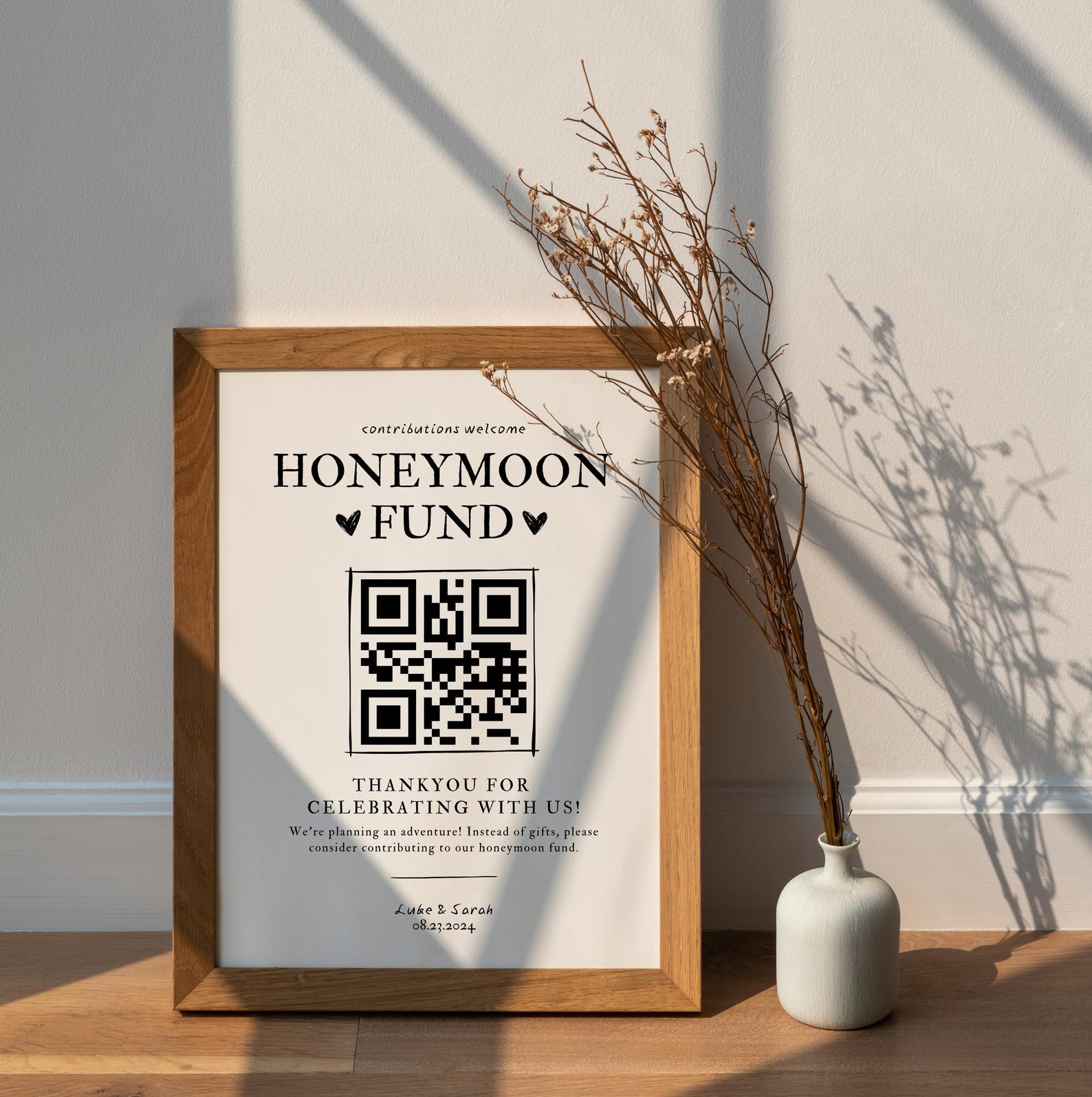 Honeymoon Fund QR Code Sign | Editable Wedding QR Sign Bundle | Scan to ...