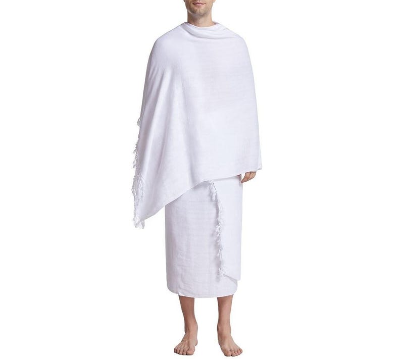 Men's Muslim White Hajj Ehram/ihram Bundle - Ehram, Sidebag, Umbrella ...