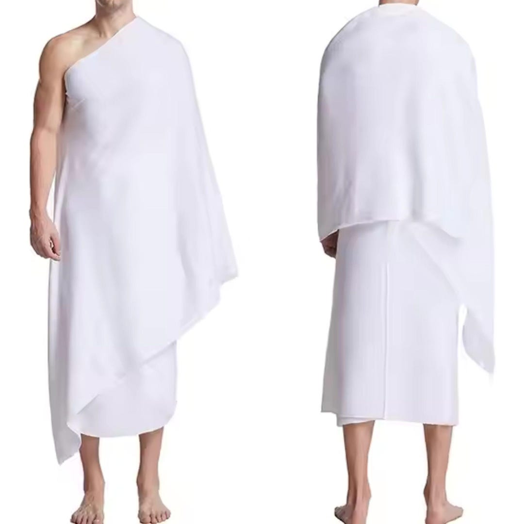 Hajj and Umrah Ehram/ihram for Adult, Pure Cotton Fabric White Long 2 ...