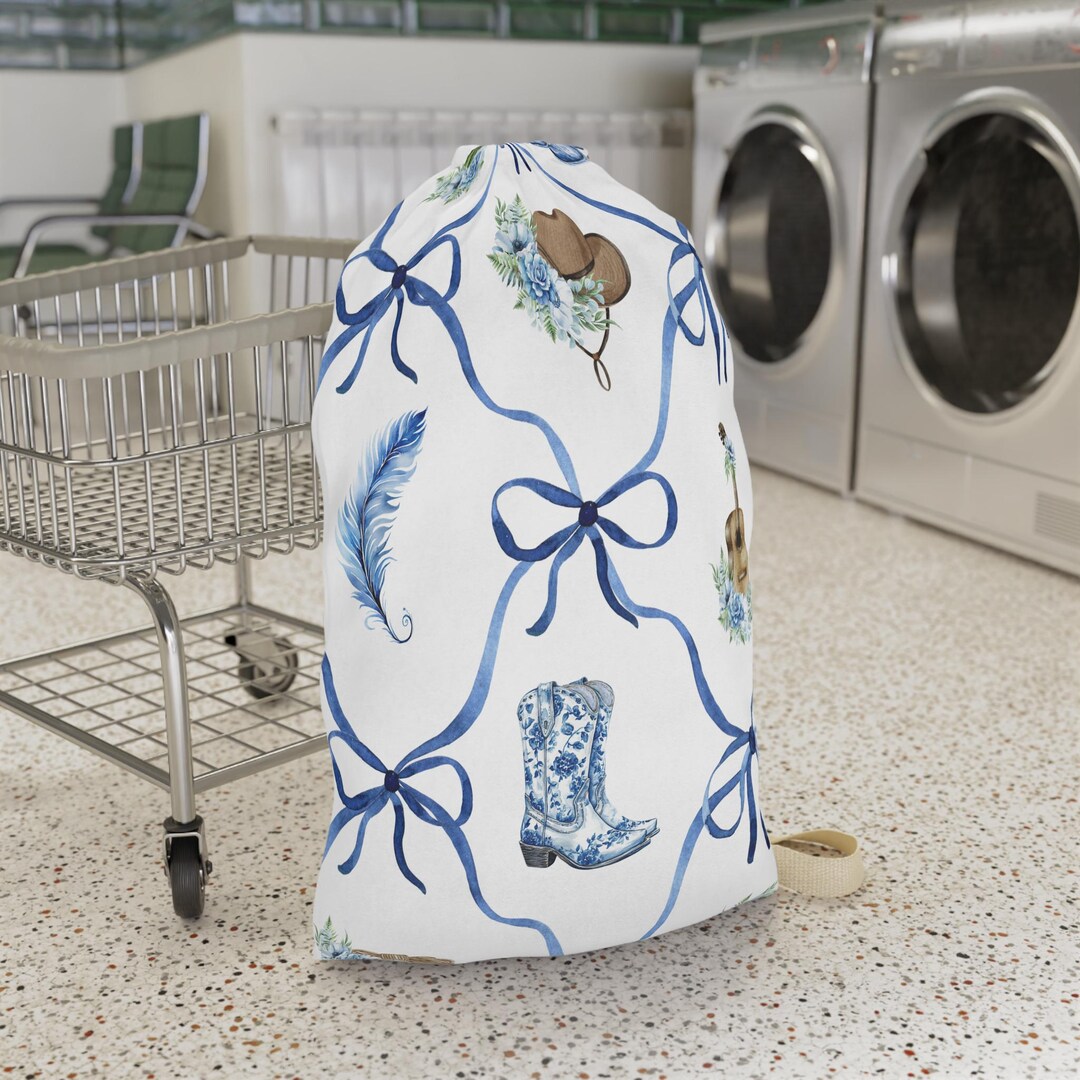 Western Charm Laundry Bag With Floral Design, Rustic Laundry Tote ...