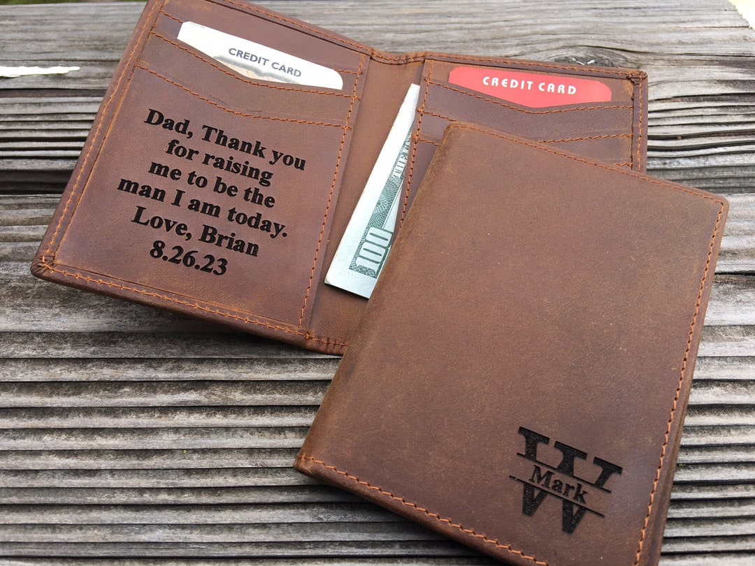 Personalized Father of Groom Gift, RFID Slim Minimalist Leather Bifold ...