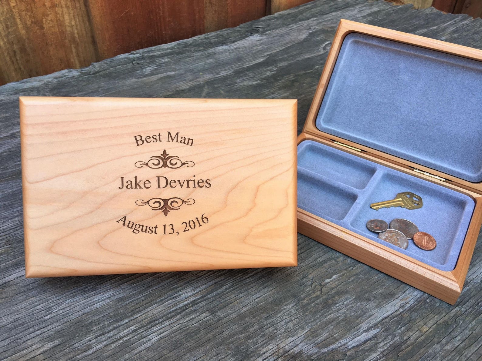 Engraved Valet Wood Box Personalized Groomsman Groomsmen Valet Case ...