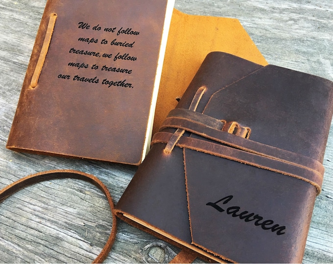 Personalized Leather Journal Notebook, Monogrammed Rustic Leather ...