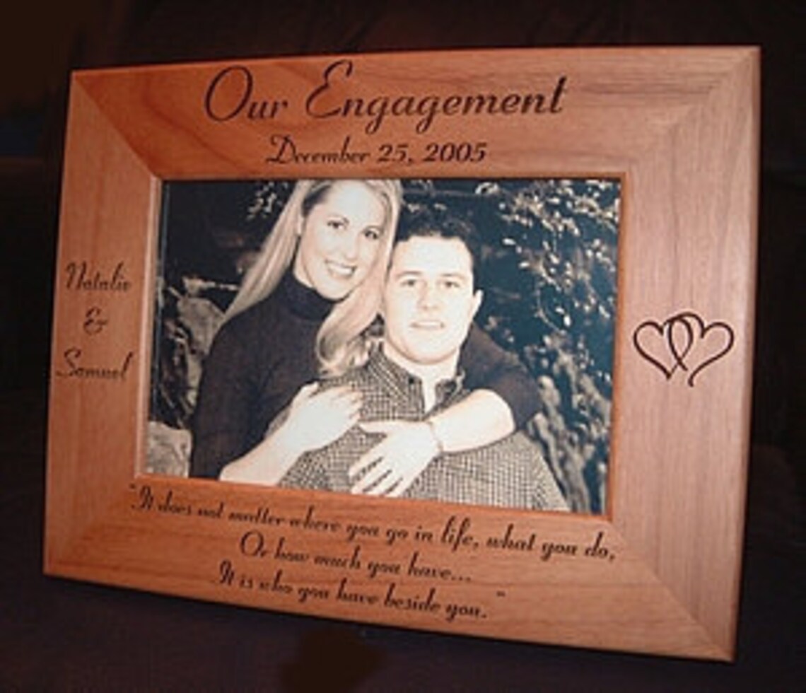 Engraved Engagement Frame Wedding Announcement Wedding | Etsy