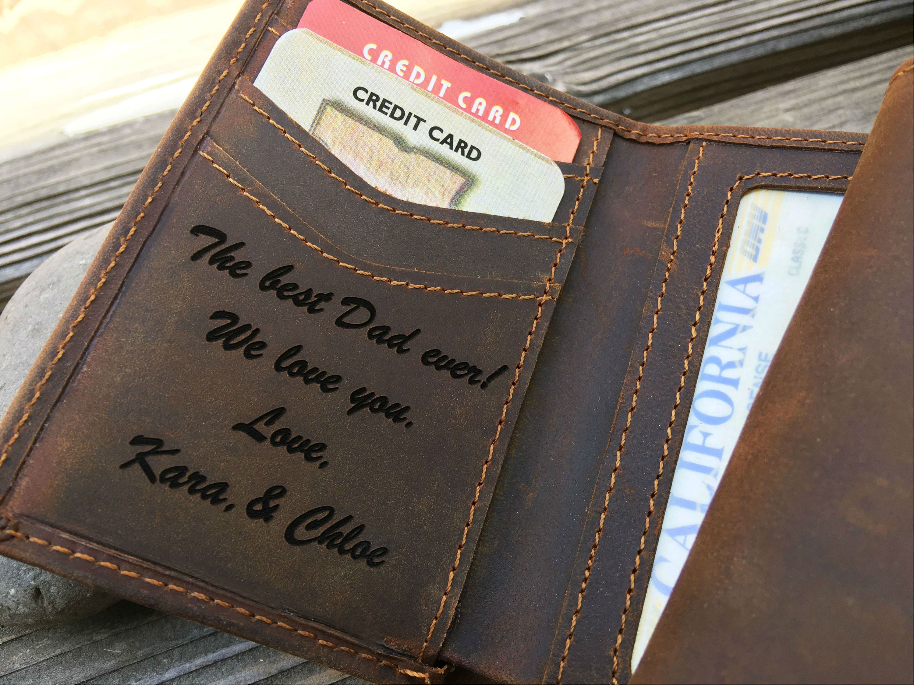 RFID Personalized Real Leather Trifold Wallet With Custom Message ...
