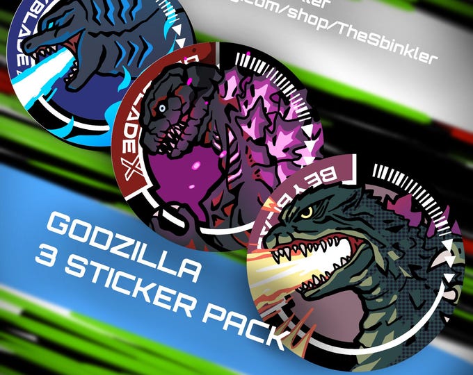 Beyblade X Godzilla Set of 3 Gear Chip Stickers - Etsy