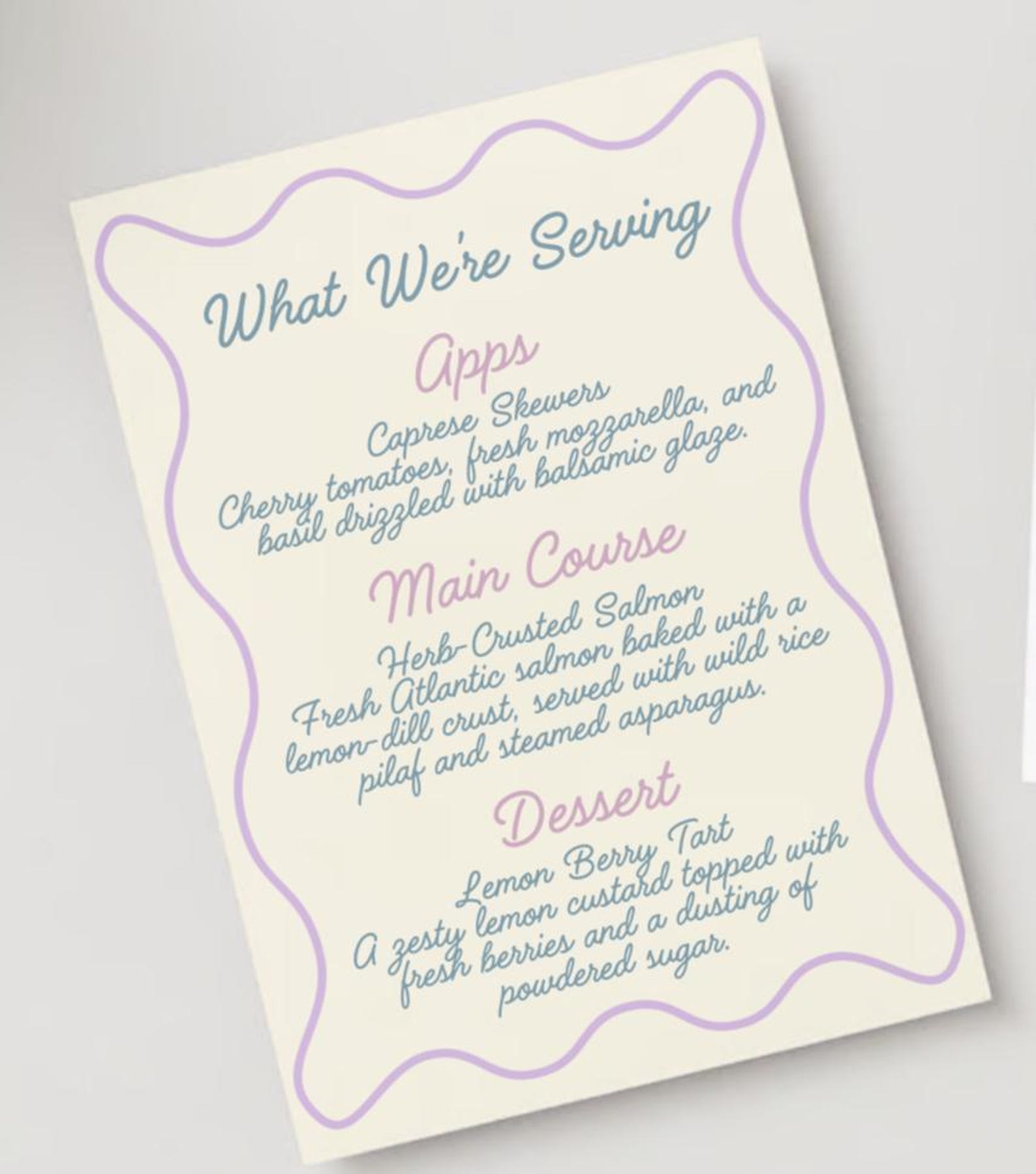 Editable Dinner Menu - Purple and Teal - Etsy
